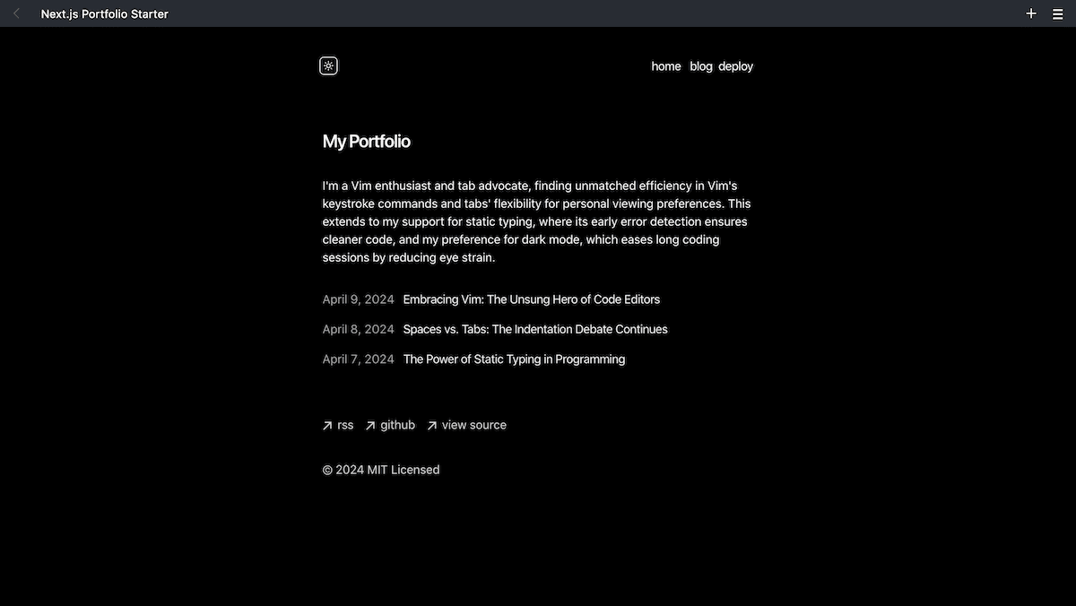 Vercel's Portfolio Template With Next Themes Toggle | Jorge Perez