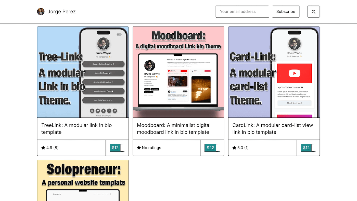 4 Custom Link-In-Bio HTML Templates | Jorge Perez