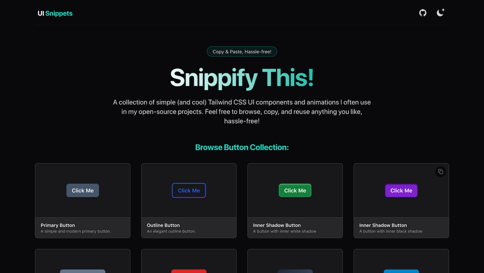 Snippify This! - A Tailwind CSS UI Snippets Collection | Jorge Perez